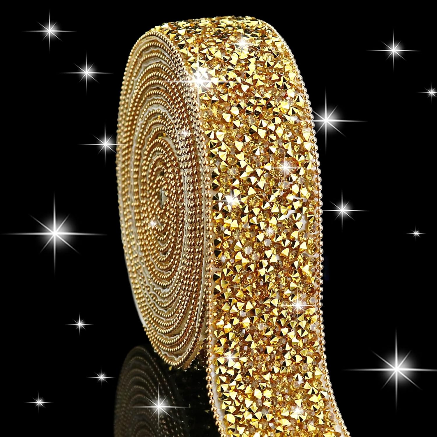 Amazon.com: Dowarm 3 Yards Gold Rhinestone Ribbon Crystal Self Adhesive ...