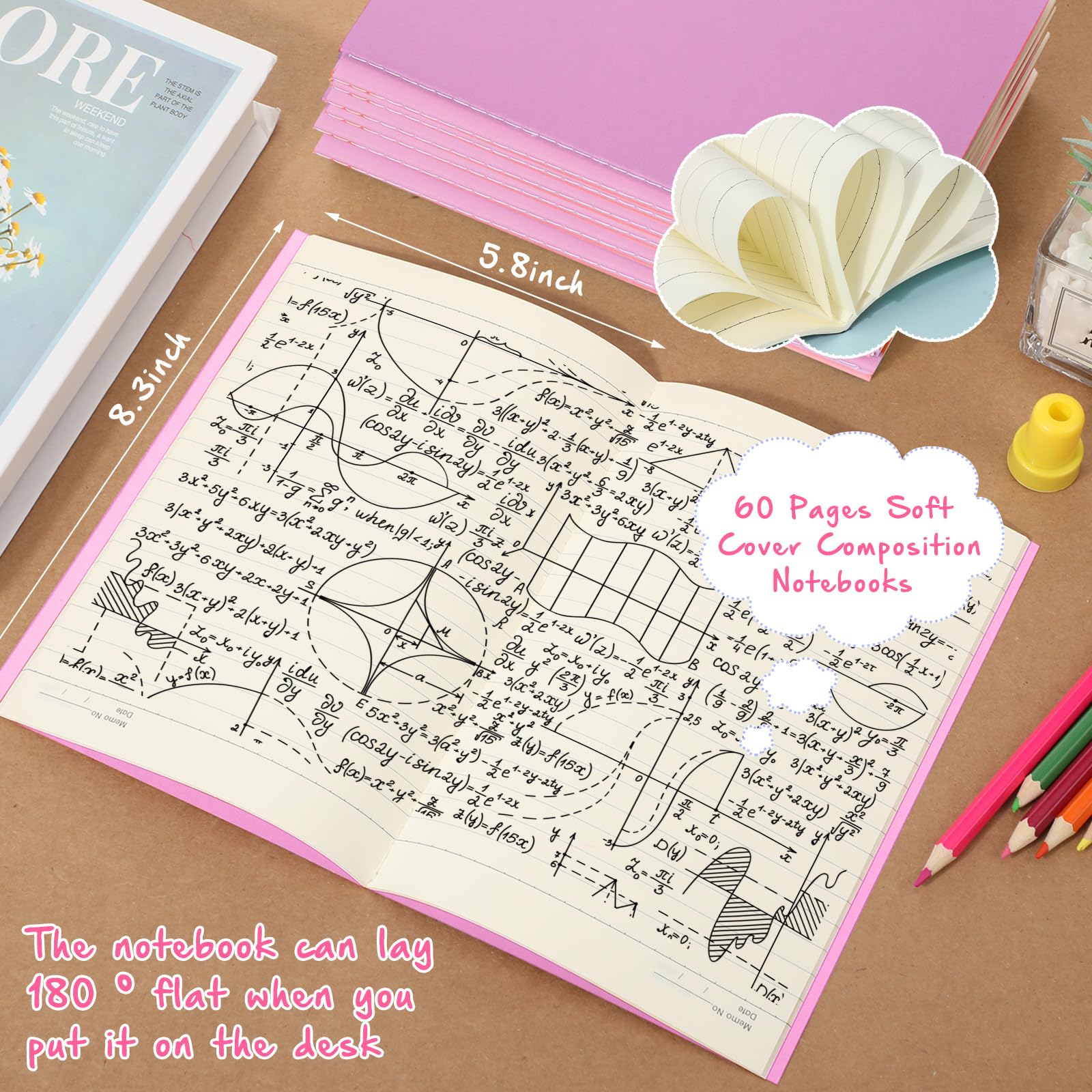 Snapklik.com : Handepo 100 Pack Composition Notebooks A5/A6 Ruled Lined Composition Kraft ...