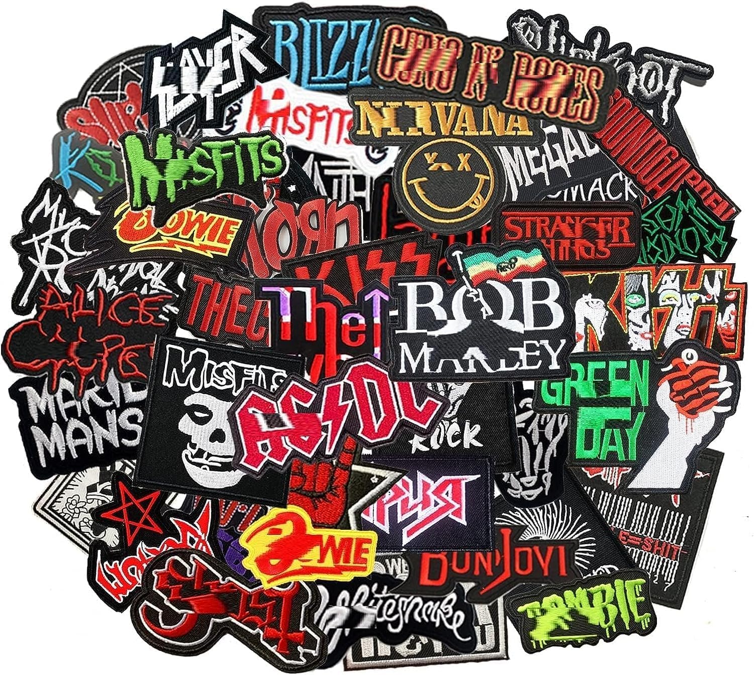 Amazon.com: HARINI Morale Patch, 50 Pcs Mixed Patches Band Rock Music ...
