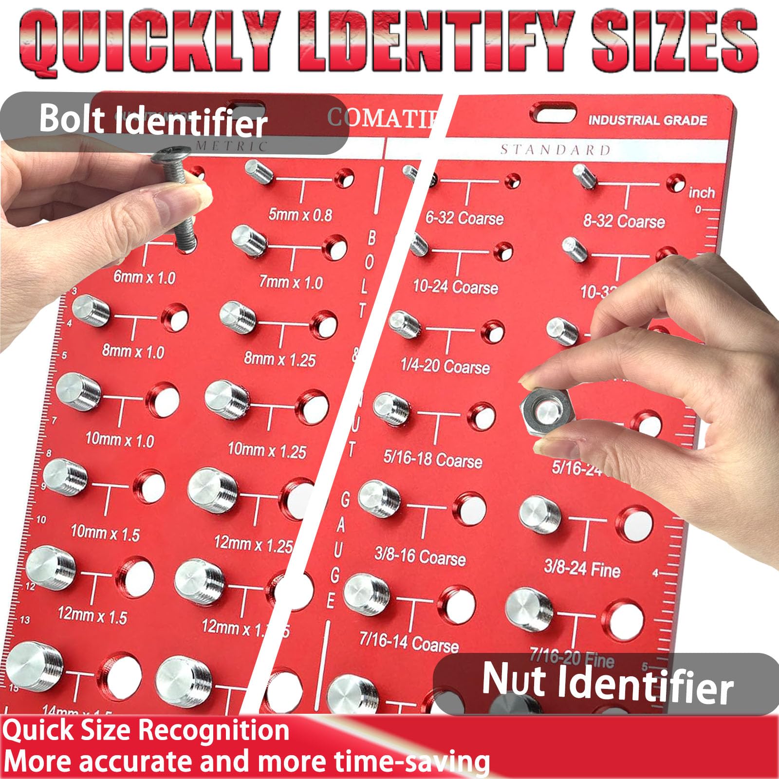 Snapklik.com : Nut And Bolt Thread Checker, Bolt Identifier Board, Bolt ...