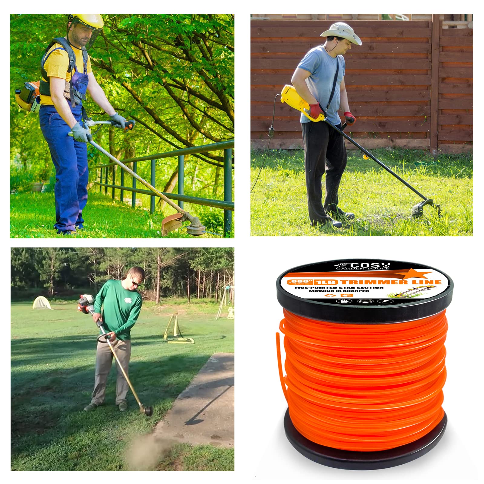 Snapklik.com : String Trimmer Line, Commercial Grade Orange Pentagon ...