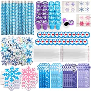 218 Pcs Snowflake Winter Frozen Party Favors Christmas Classrooms ...