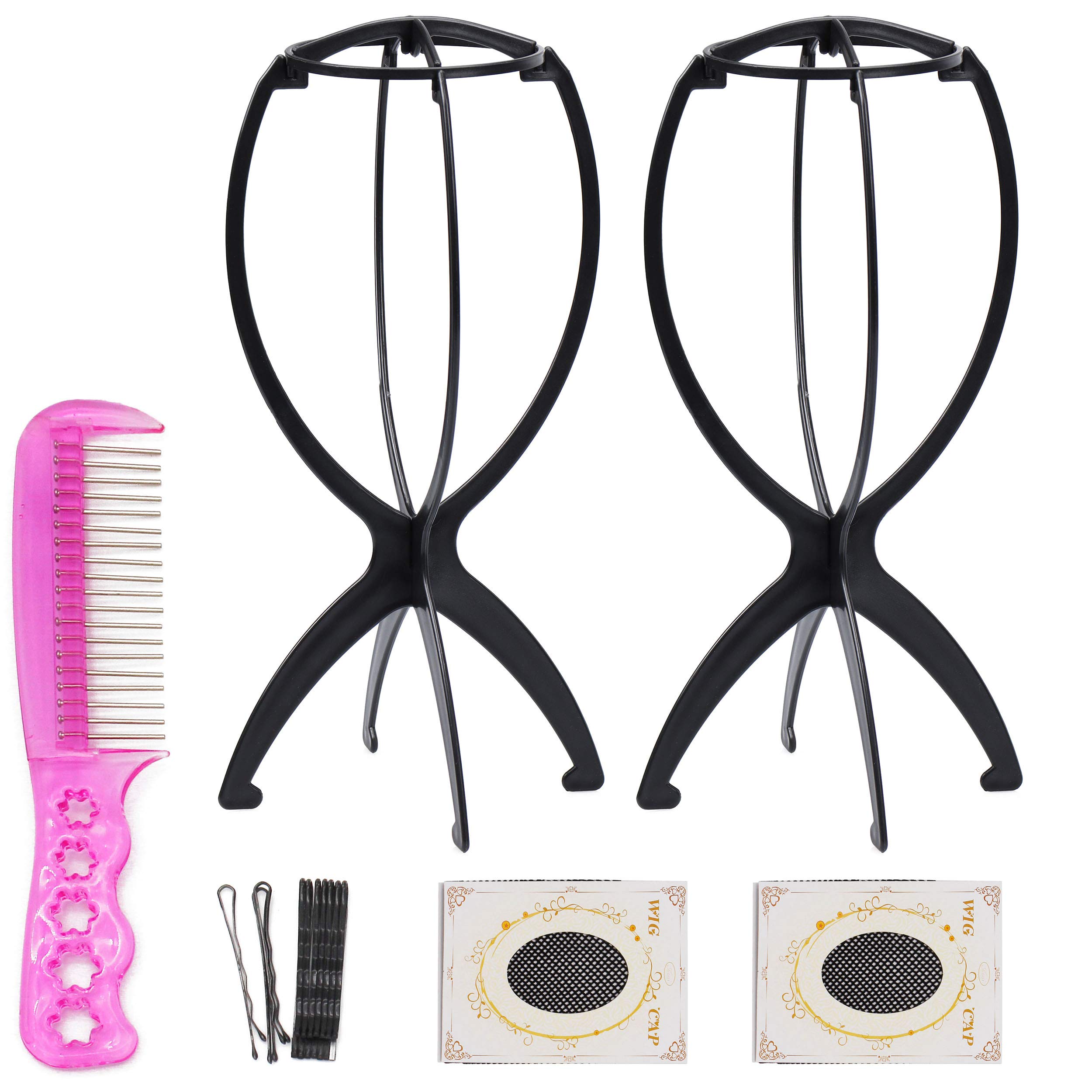 XCZYN 14 inch Folding Wig Stands, Wig Head Stands for Wigs, Wig Display ...