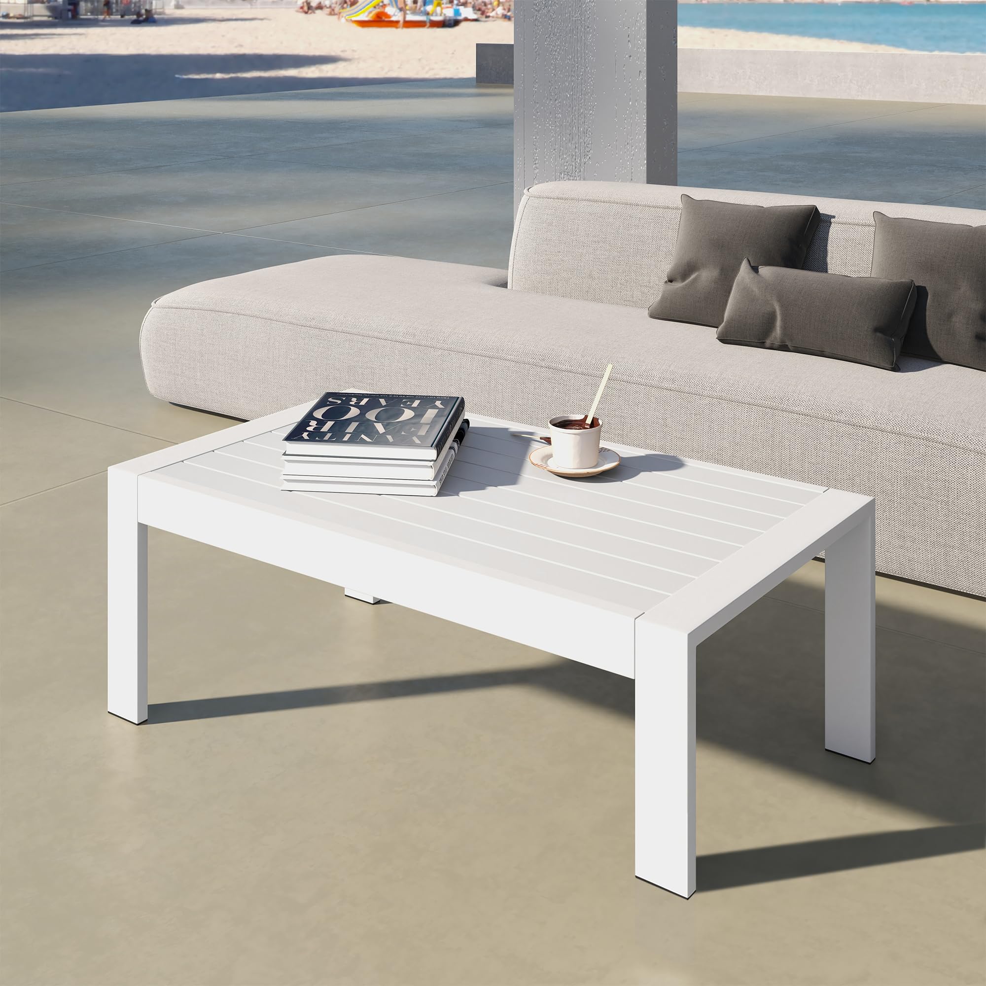 Snapklik.com : All-Weather Aluminum Outdoor Coffee Table, Modern Coffee ...