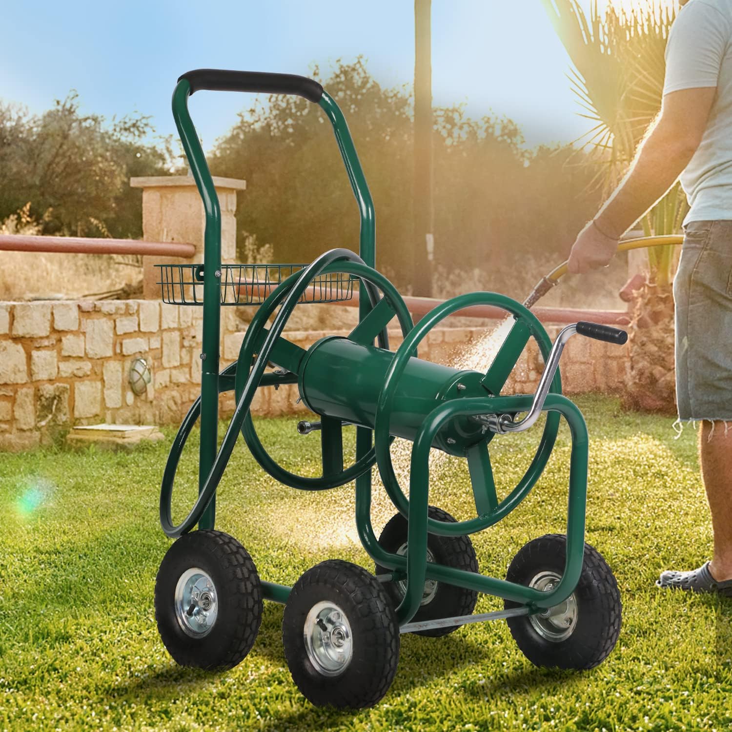 Amazon.com : Suncast Automatic Rewind Garden Hose Reel, 100 ft. 5/8 in ...