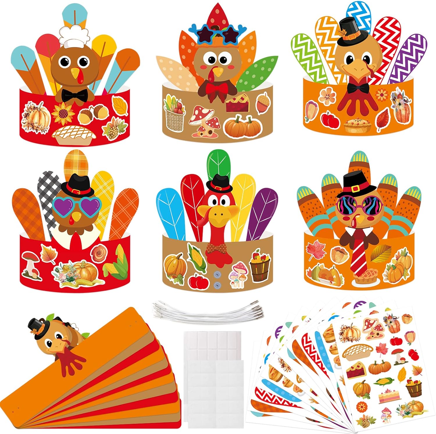 Amazon.com: ceiba tree DIY Fall Thanksgiving Turkey Crowns Crafts ...