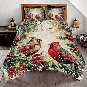 Amazon.com: DESTACOZIE Customized Red Bird Quilt Pattern - Red Bird ...