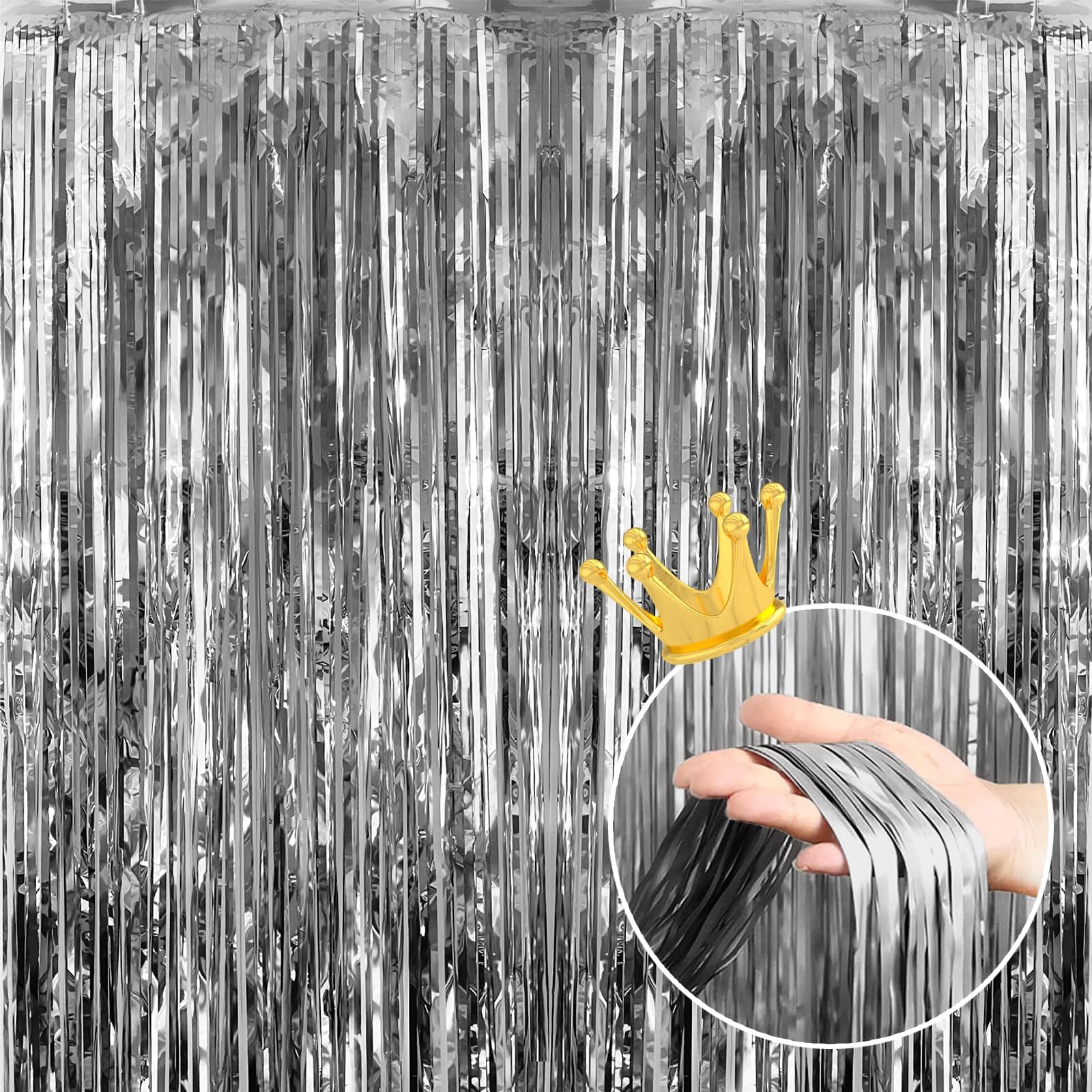 Amazon.com: Party Streamers Tassel Backdrop, 3 Pack Silver Tinsel ...