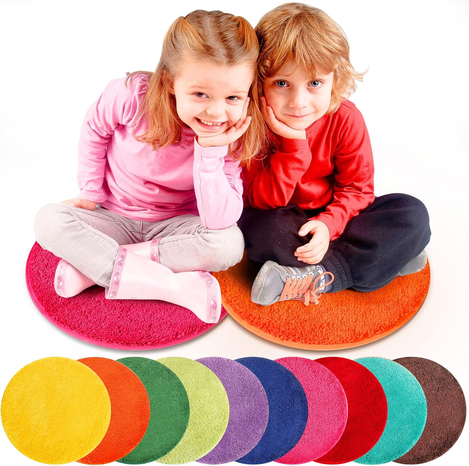 Amazon.com: 20 Pieces Kids Crazy Carpet Circle Seats 18 Inch Rainbow ...