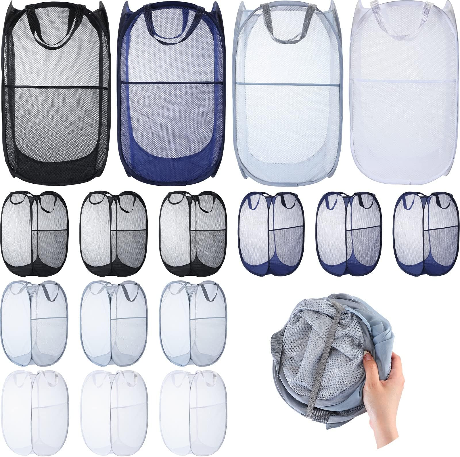 Amazon.com: Gejoy 16 Pcs Mesh Pop up Laundry Hamper Bulk Collapsible ...