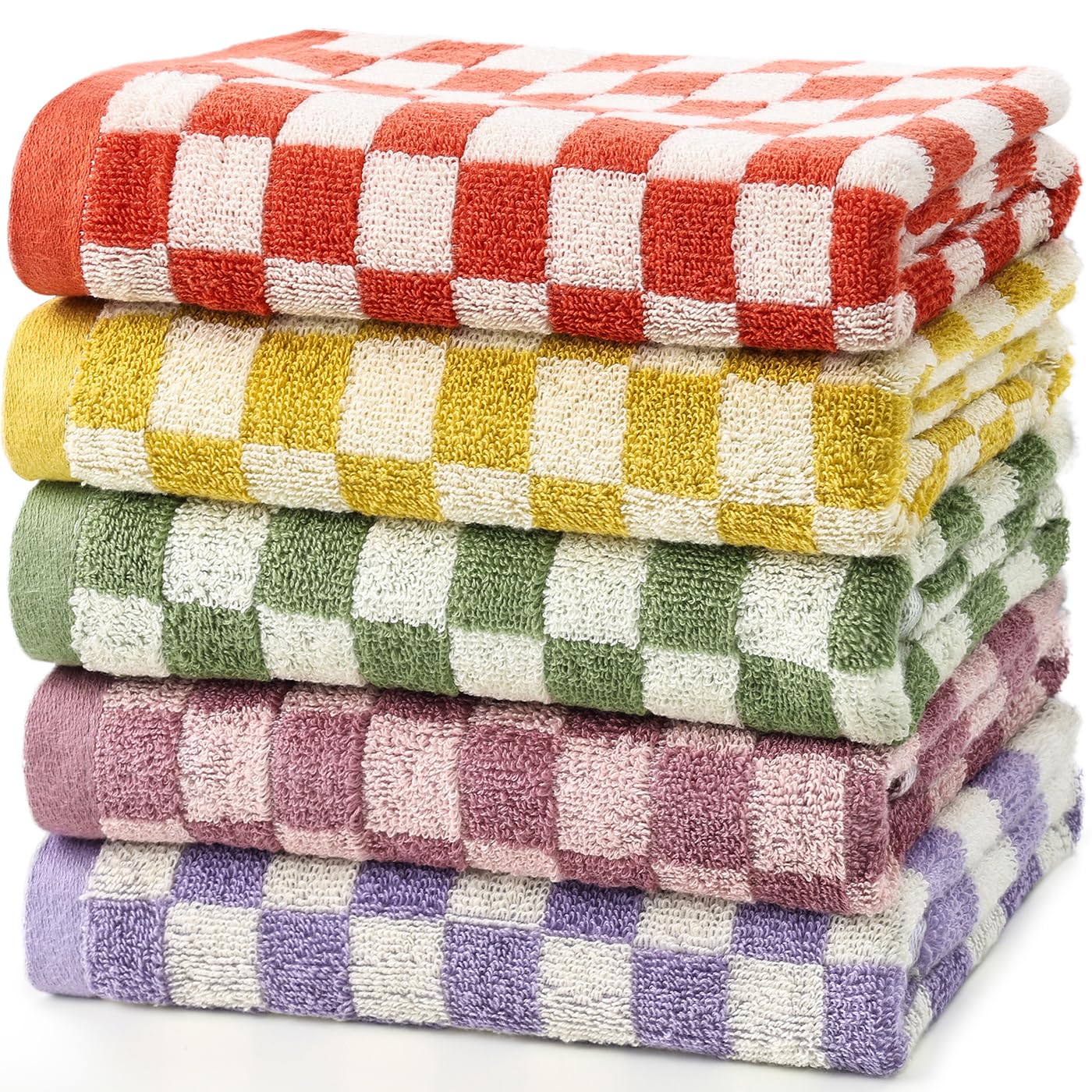 Amazon.com: Sawowkuya 5 Pcs Checkered Hand Towels, 100% Cotton ...