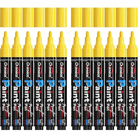 Amazon.com: Overseas Yellow Paint Pens Paint Markers - Permanent ...