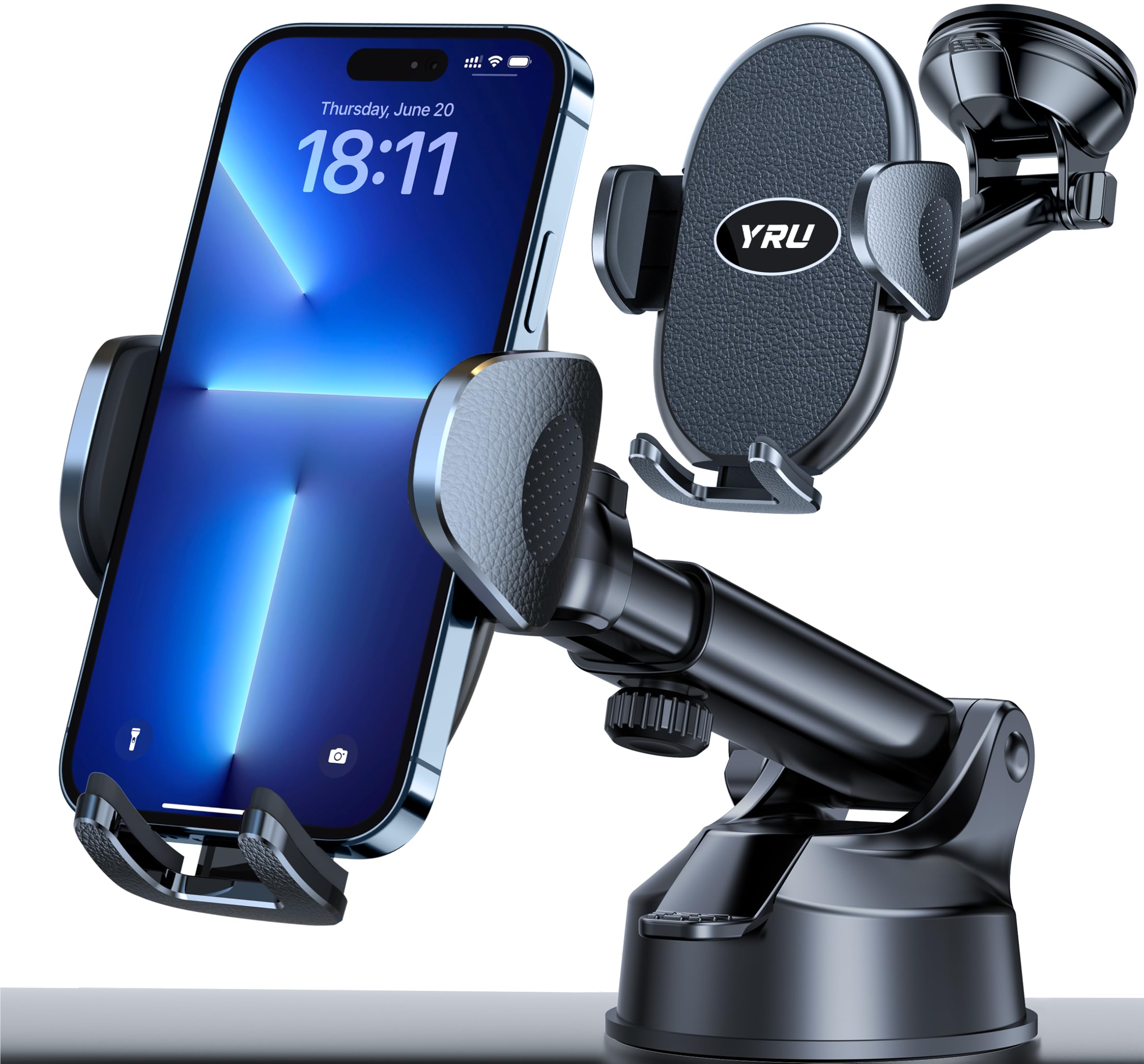 Amazon.com: [2025 Upgraded] YRU Universal Car Phone Holder Mount【 360 ...