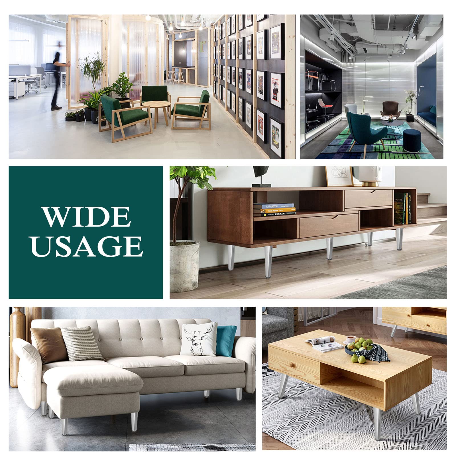 Snapklik.com : 4pcs 10 Inch Furniture Legs, Straight Conical Metal Legs ...