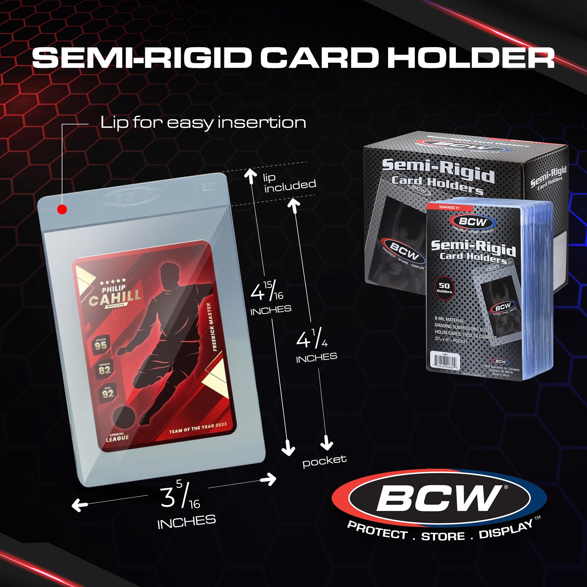 Snapklik.com : BCW Semi Rigid 1 Card Holder - 100 Ct Trading Card ...