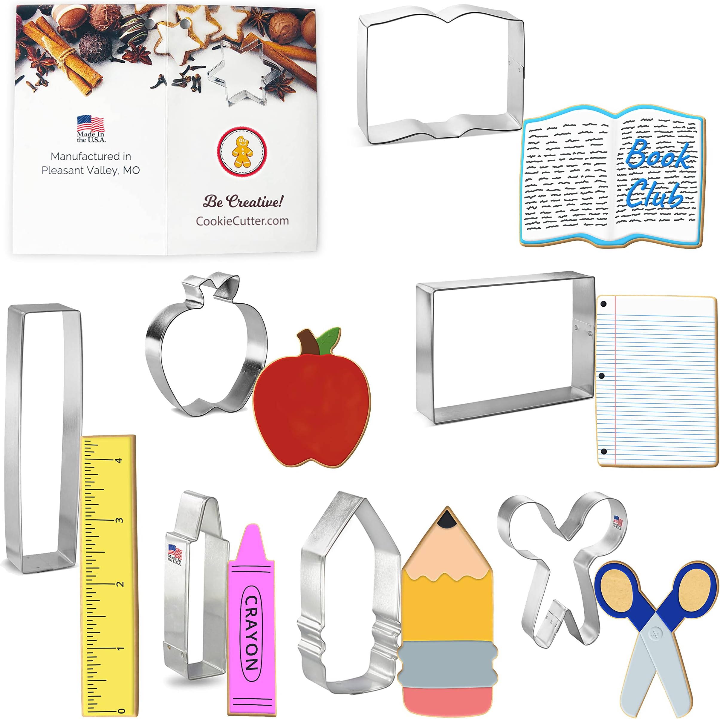 Amazon.com: LUBTOSMN Back to School Cookie Cutter Set-4 Piece-Bag, Book ...
