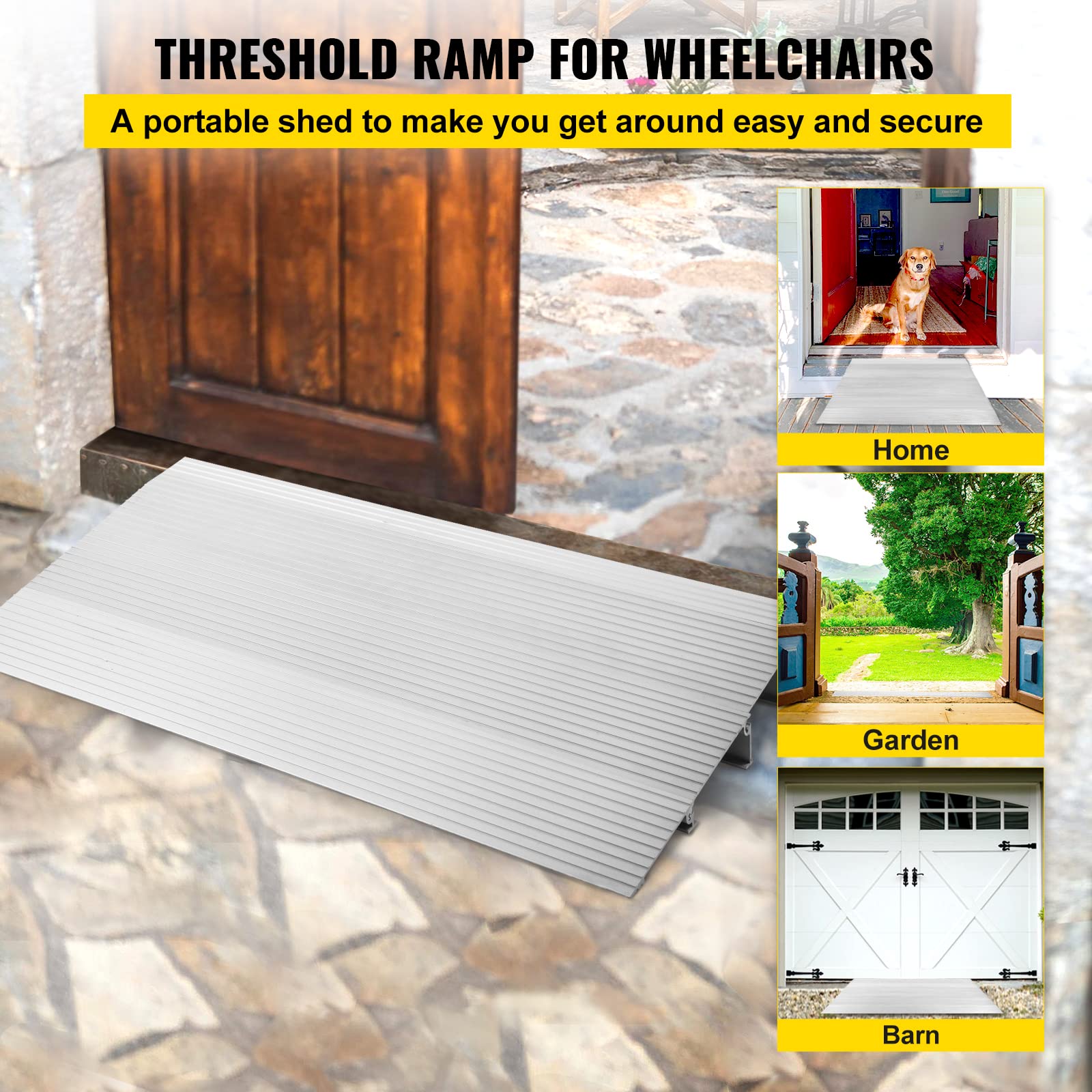 Snapklik.com : Door Threshold Ramp, 3" Rise Door Ramp Aluminum ...