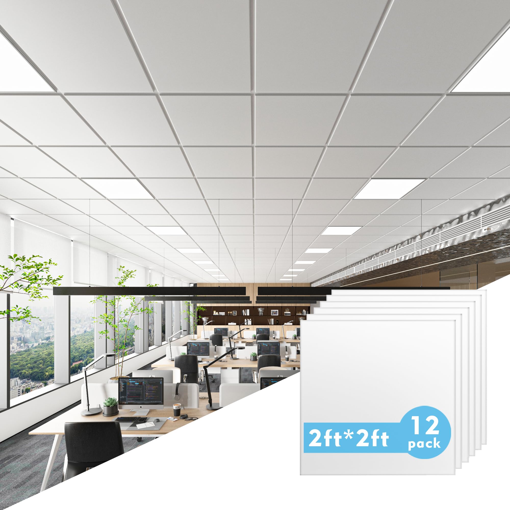 Amazon.com: MODCART Drop Ceiling Tiles, Smooth White PVC Ceiling Panel ...