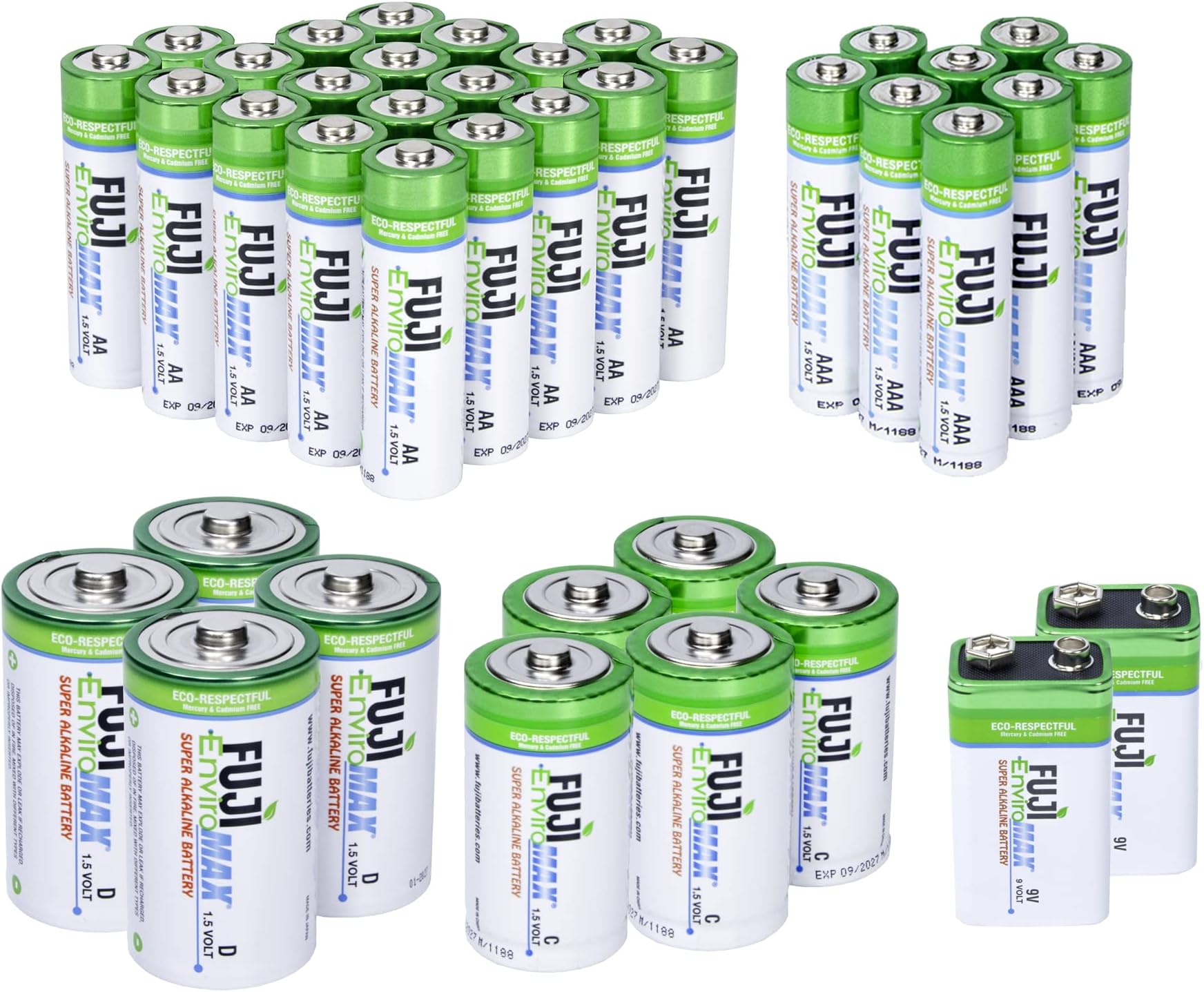 Fuji Enviromax Super Alkaline Batteries Combo Pack - Containing AA, AAA ...