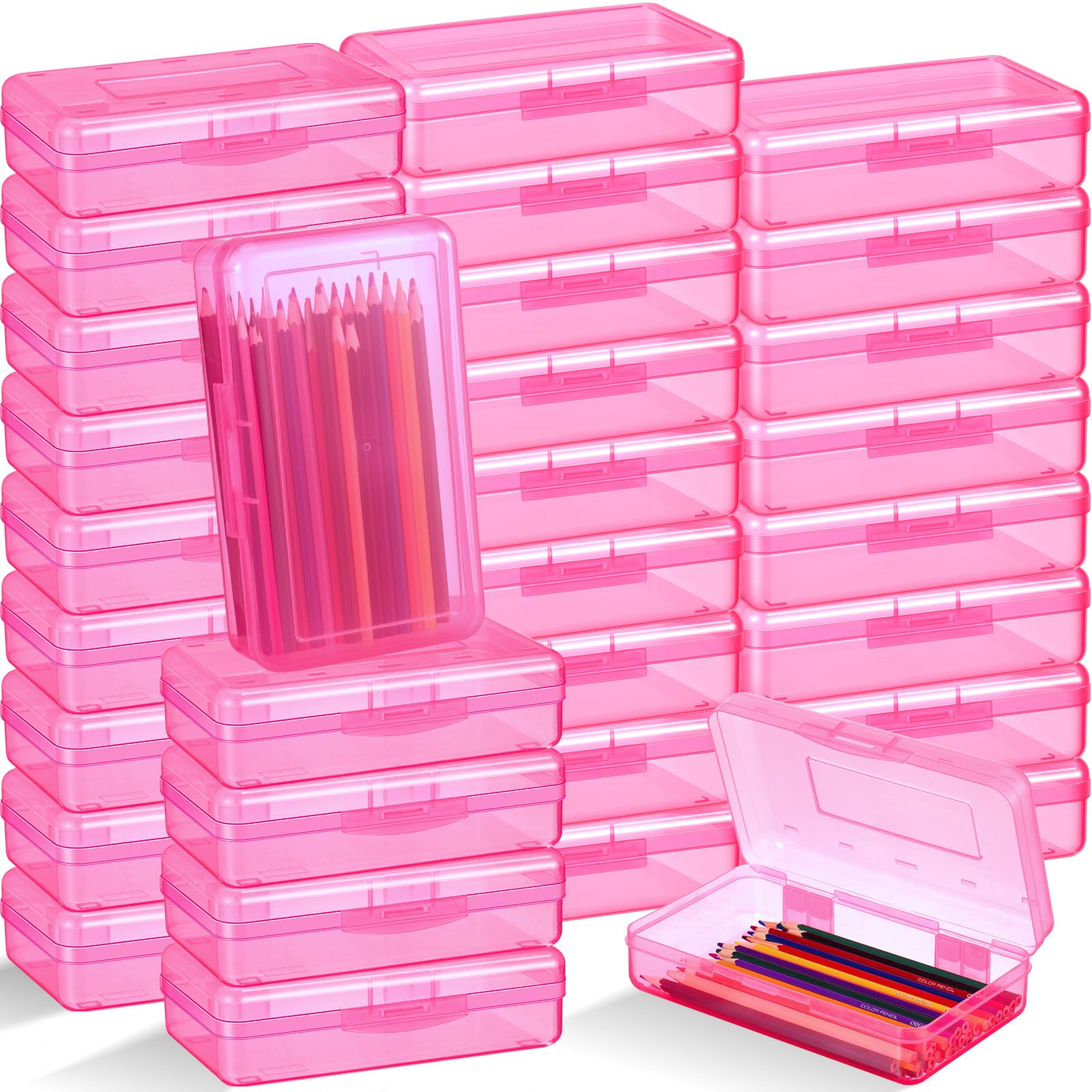 Amazon.com: Patelai 30 Pcs Large Capacity Pencil Case Bulk Clear Hard ...