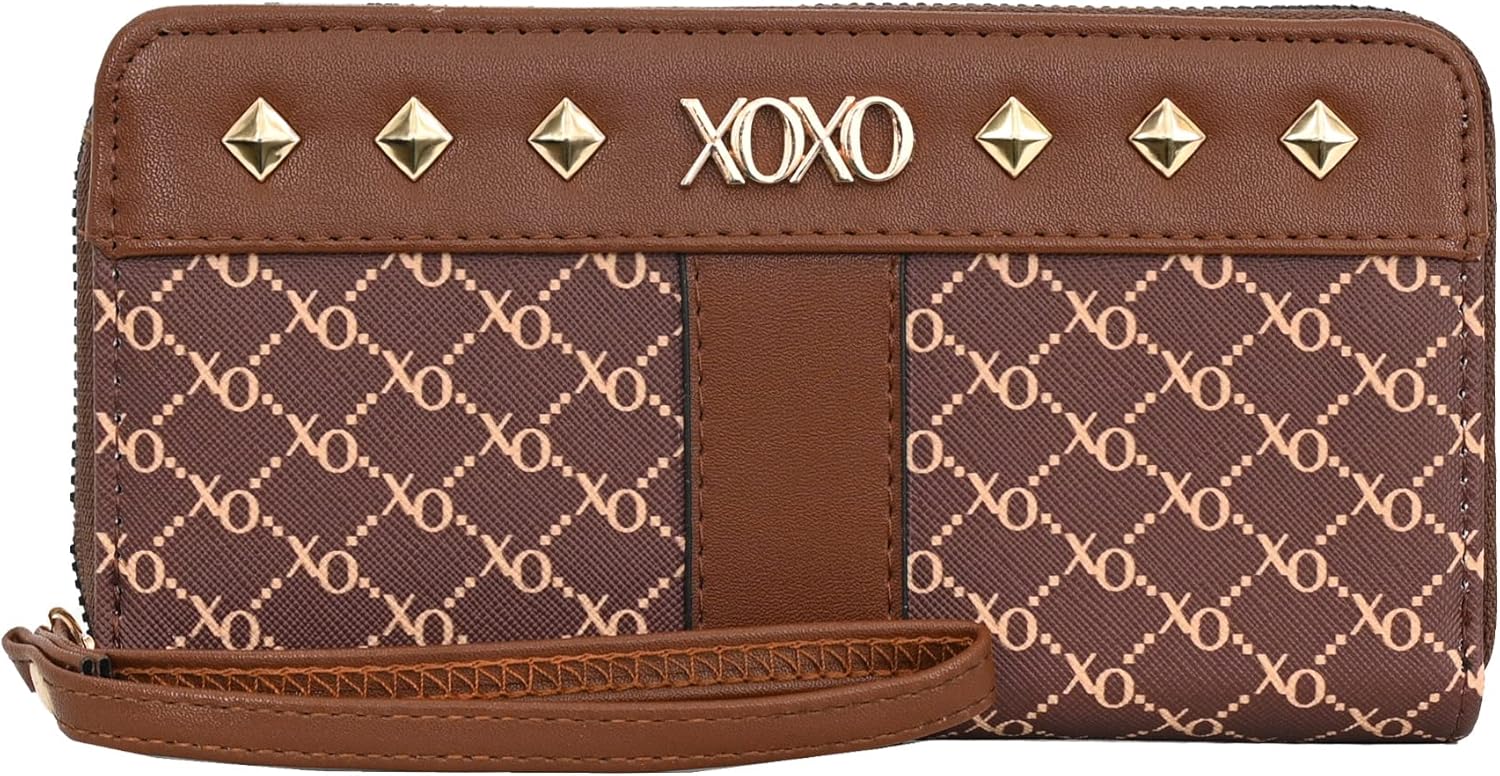 Amazon.com: XOXO Wristlet Wallet for Women - Double Zip Vegan Leather ...