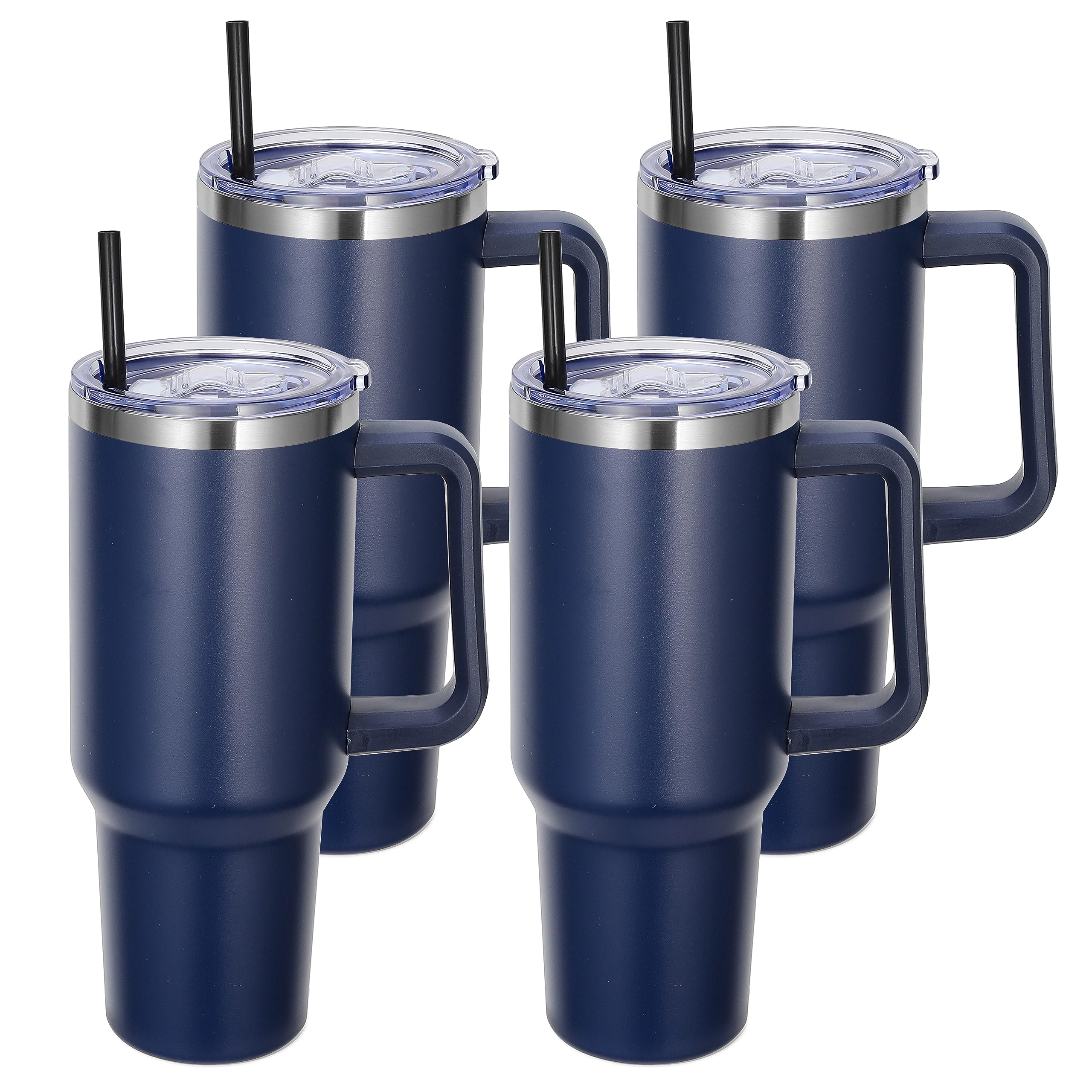 Amazon.com | DOMICARE 40 oz Tumbler with Handle and Straw, Stainless ...