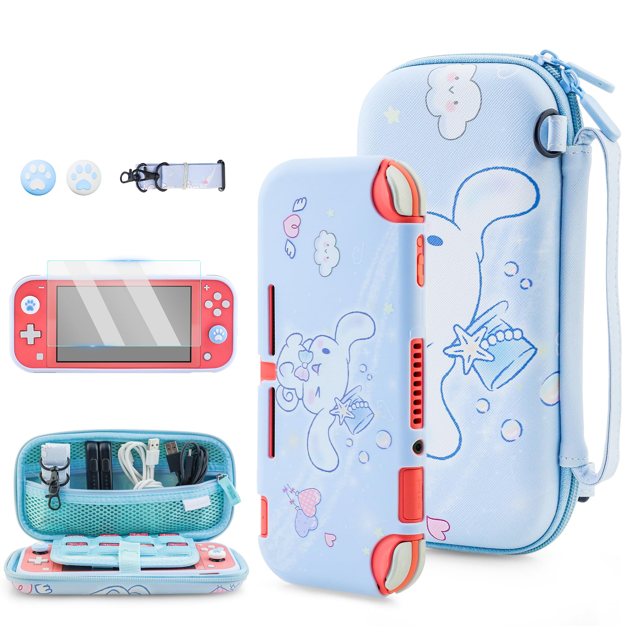 Amazon.com: FUNDIARY Blue Carrying Case for Nintendo Switch Lite, Cute ...