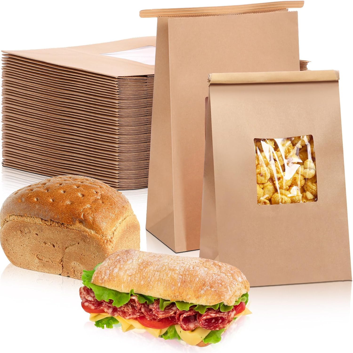 Amazon.com: Qilery 200 Pcs Bakery Bags with Window Paper Cookies Bags ...