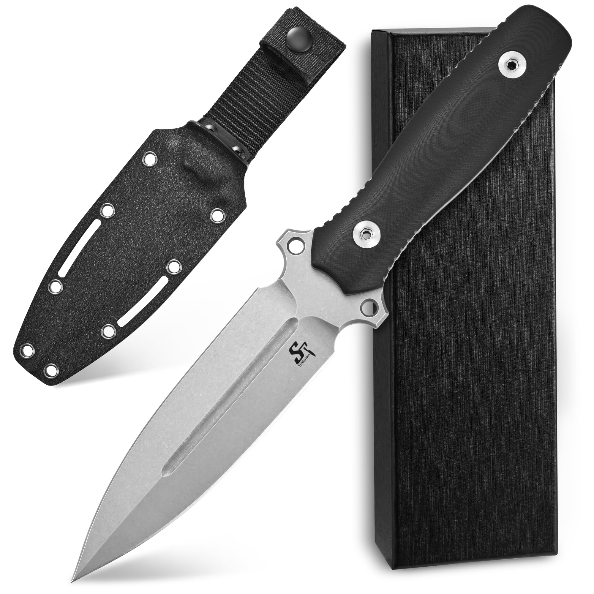 Amazon.com : Sitivien ST17 Fixed Blade Knife Sleipner Stonewashed Steel ...