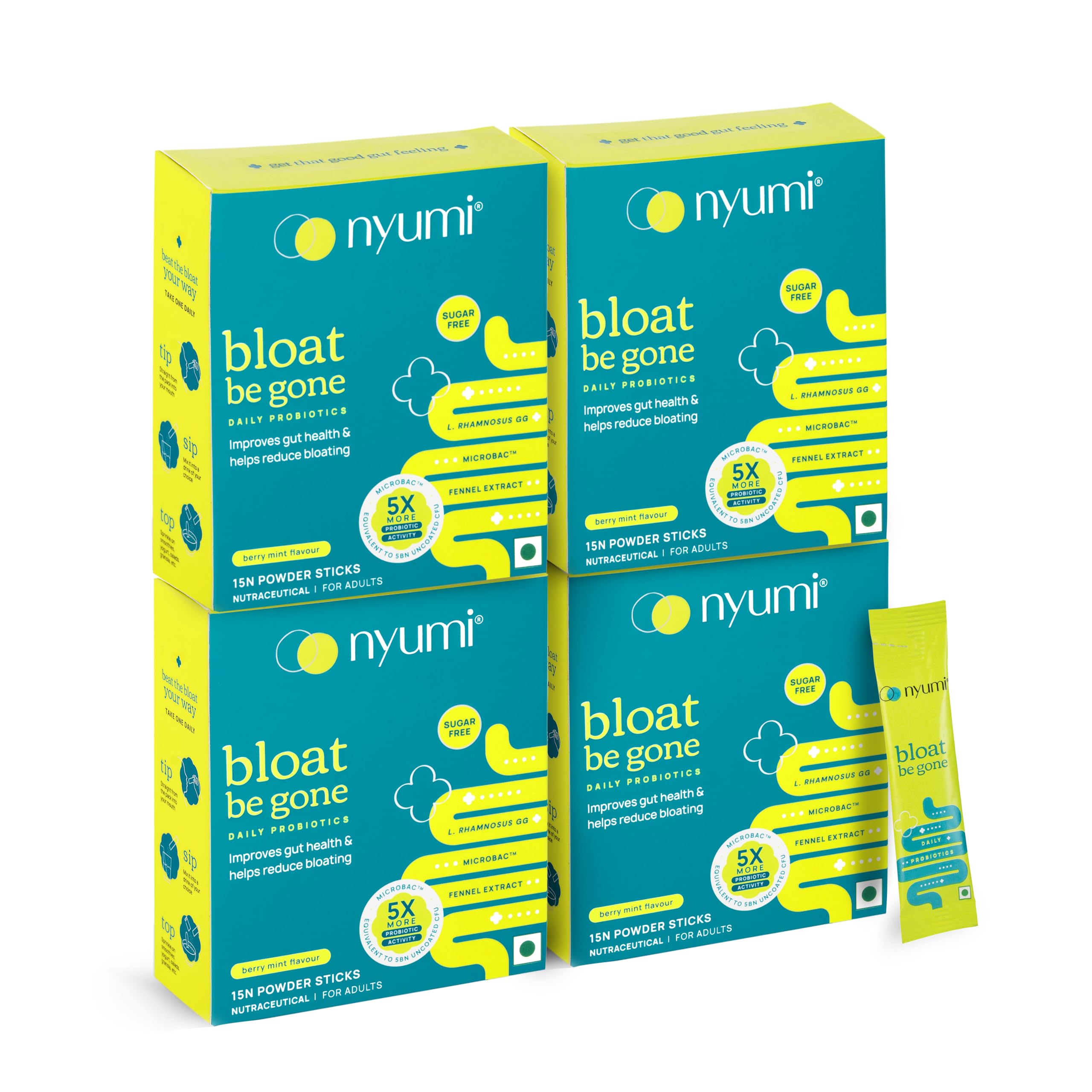 Nyumi Bloat Be Gone Probiotic Stick | Gut Health, Immunity, & Bloating ...