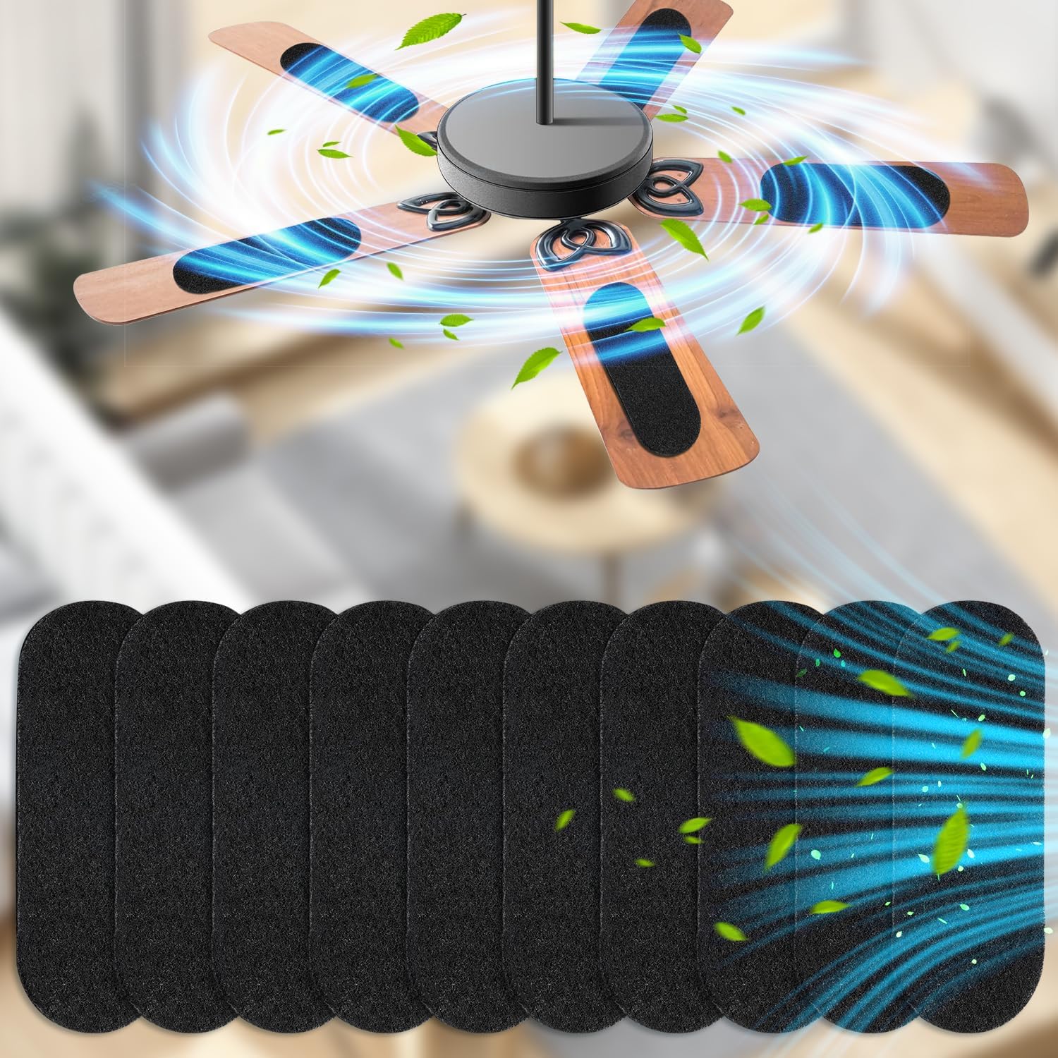 Ceiling Fan Filters for Blades, 10-Pack Set Air Filters with Activated ...