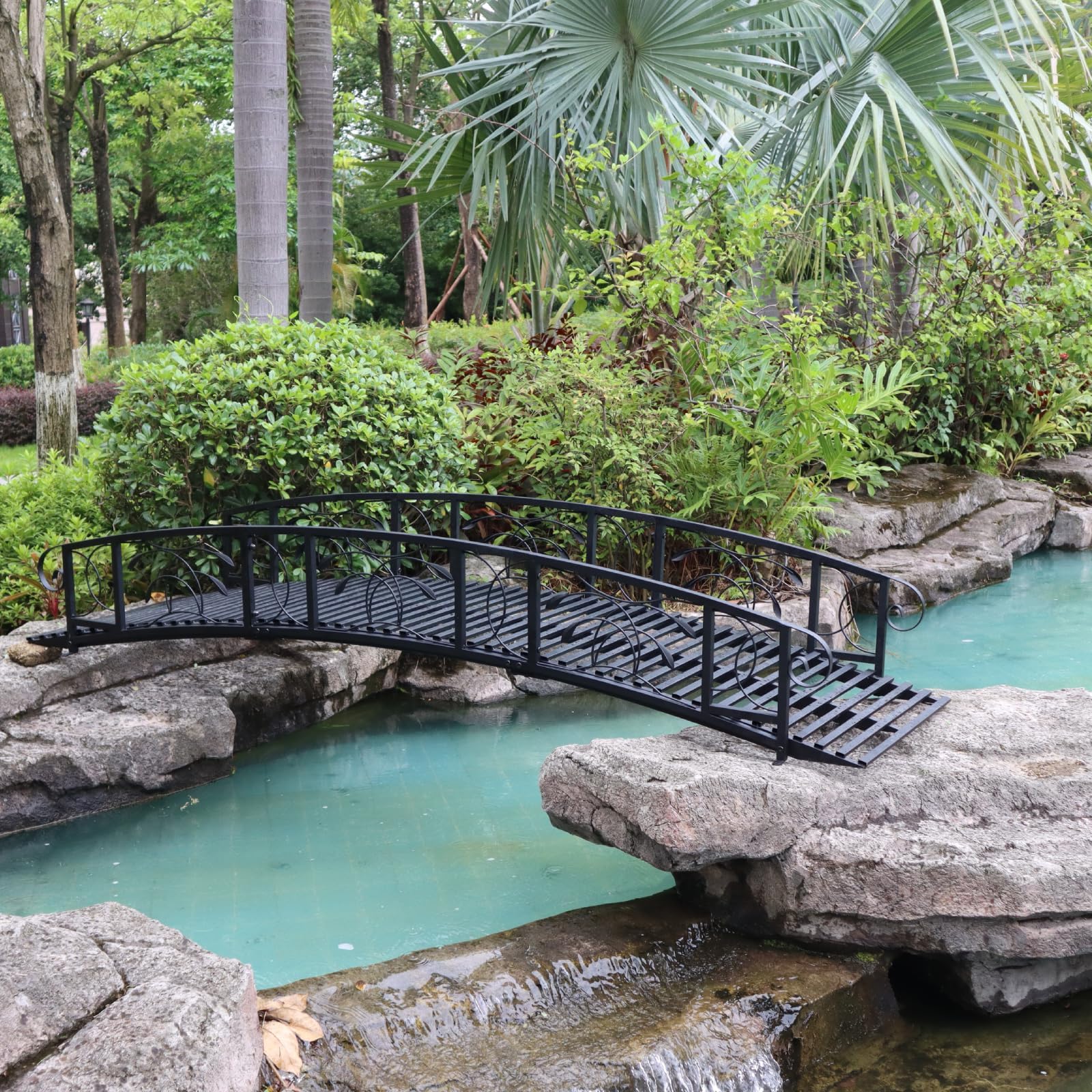 Amazon.com : Black Garden Bridge Safety Backyard Garden Bridge Outdoor ...