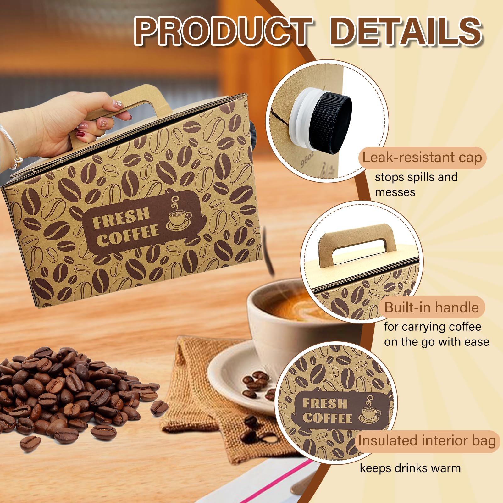 Coffee Take Out Container 96 Oz Disposable Coffee Dispenser Box ...