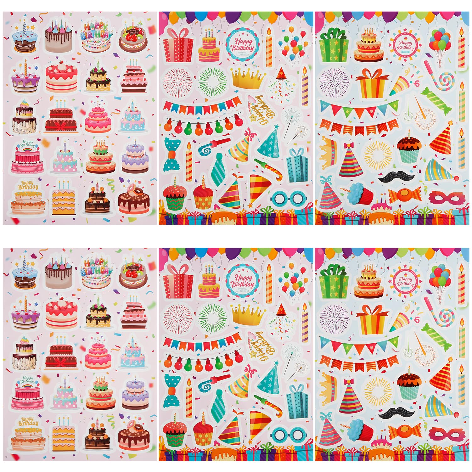 6 Sheets Happy Birthday Stickers for Kids & Adults, Colored Vinyl ...