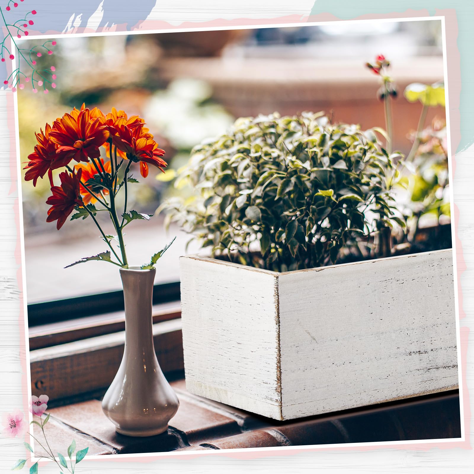 Snapklik.com : Dandat 4 Set Rectangle Wooden Planter 12x4 Inch Wood ...