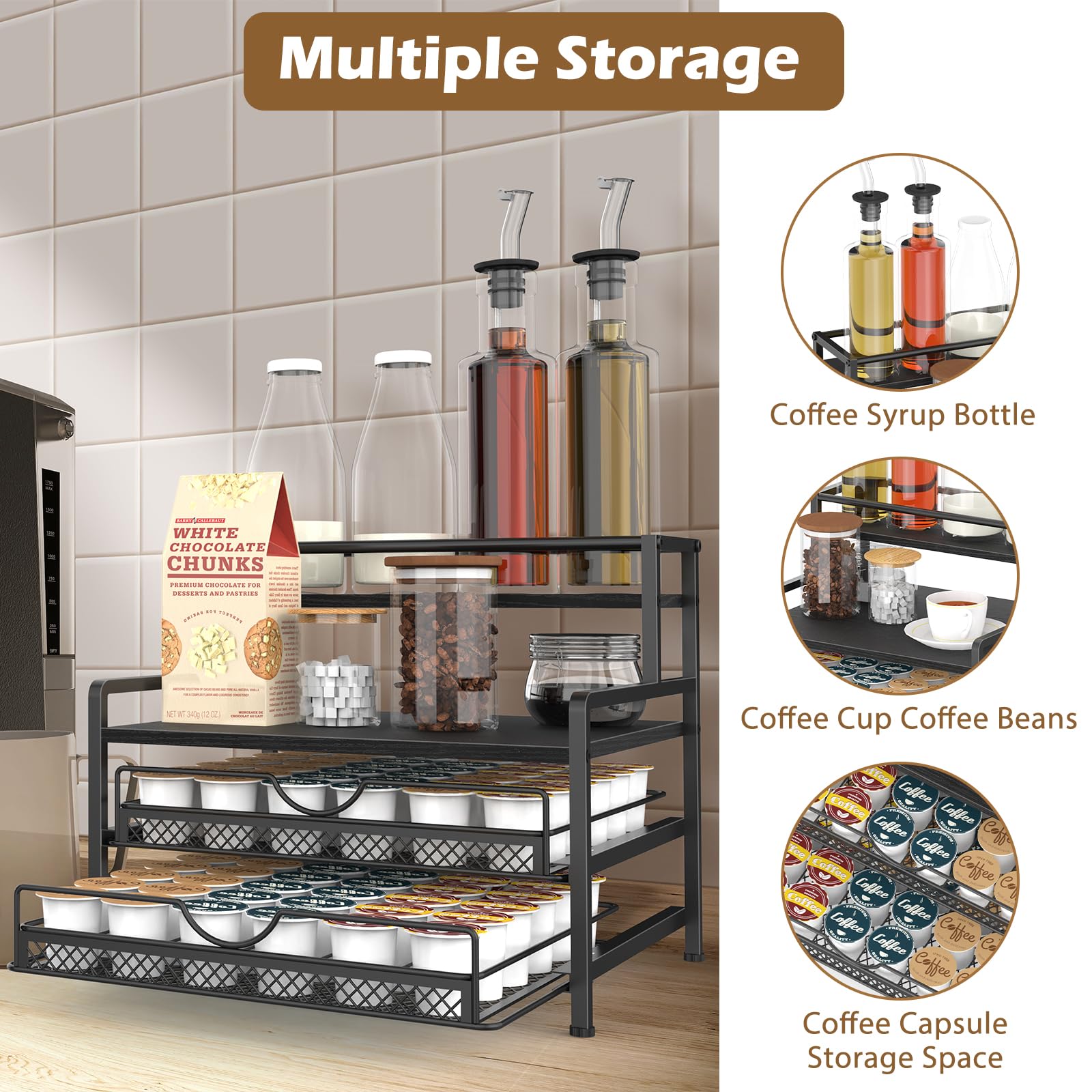 Snapklik.com : Coffee Bar Organizer, Coffee Pod Organizer,3 Tier Coffee ...