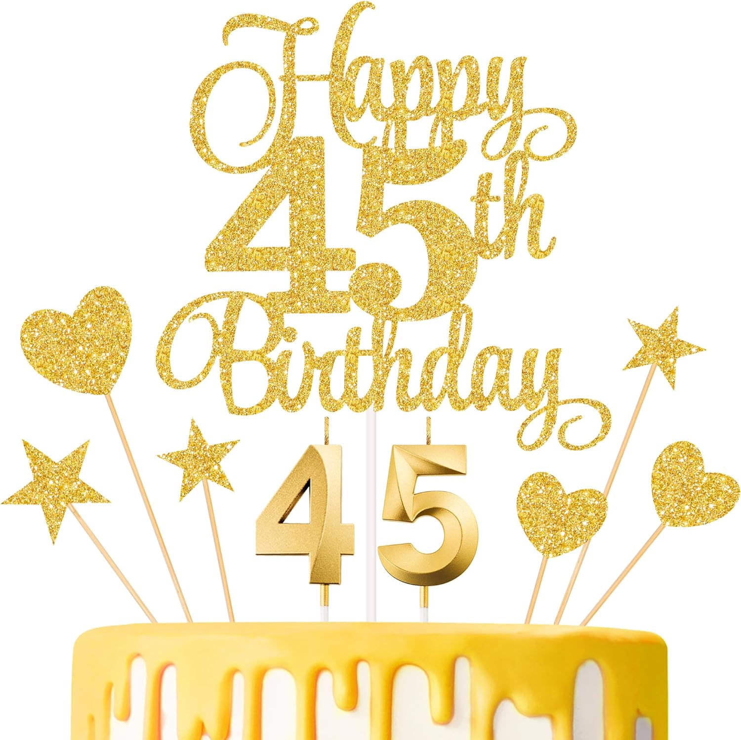 Amazon.com: 45th Birthday Cake Decorations, 45th Birthday Candles Cake ...
