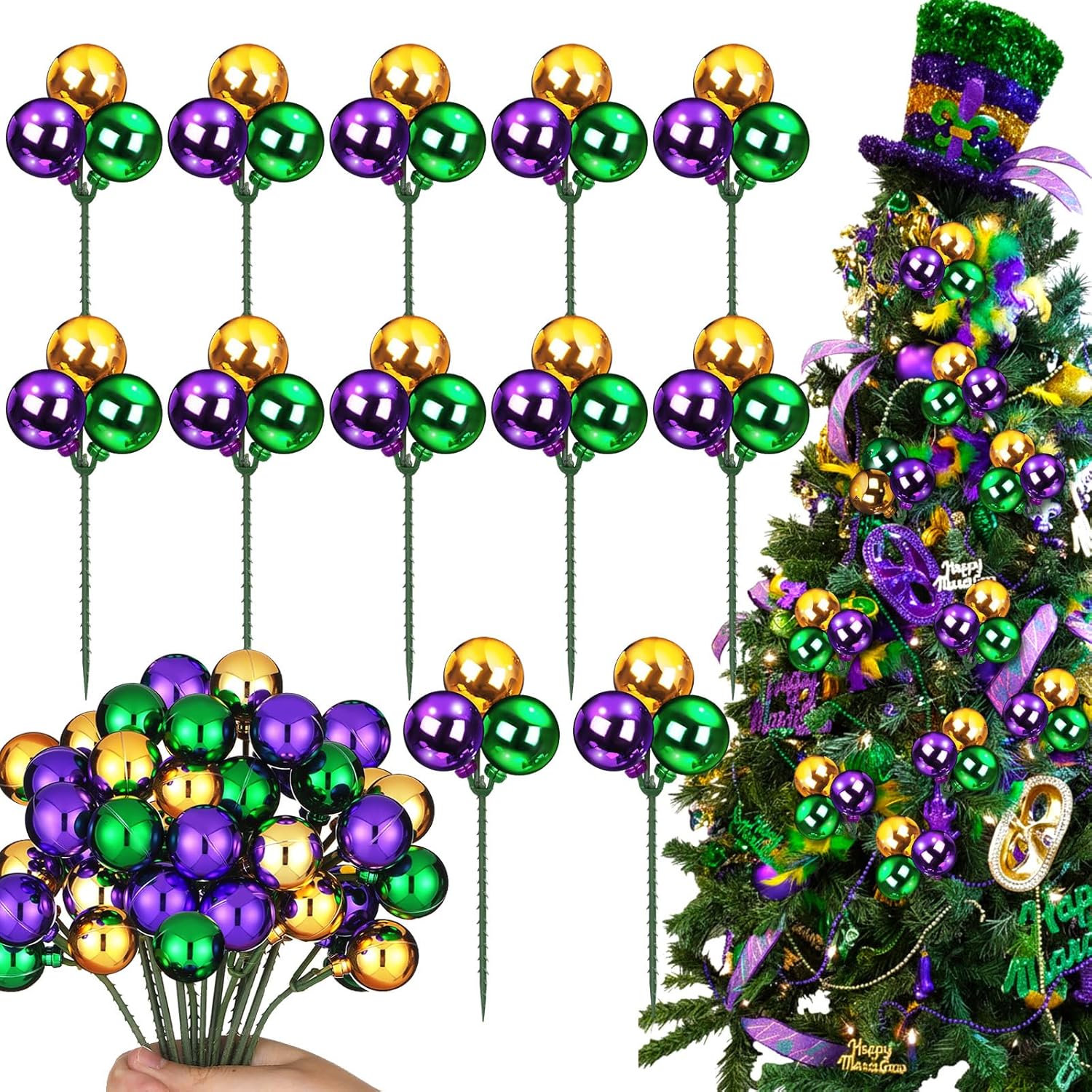 Amazon.com: Syhood 12 Set 7.9 Inch Mardi Gras Ball Picks Shatterproof ...