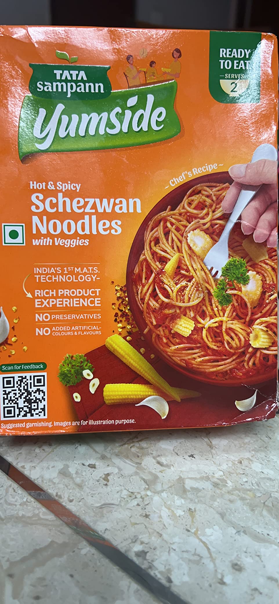 Tata Sampann Yumside Instant Schezwan Veg Noodles, 285g, Ready to Eat ...