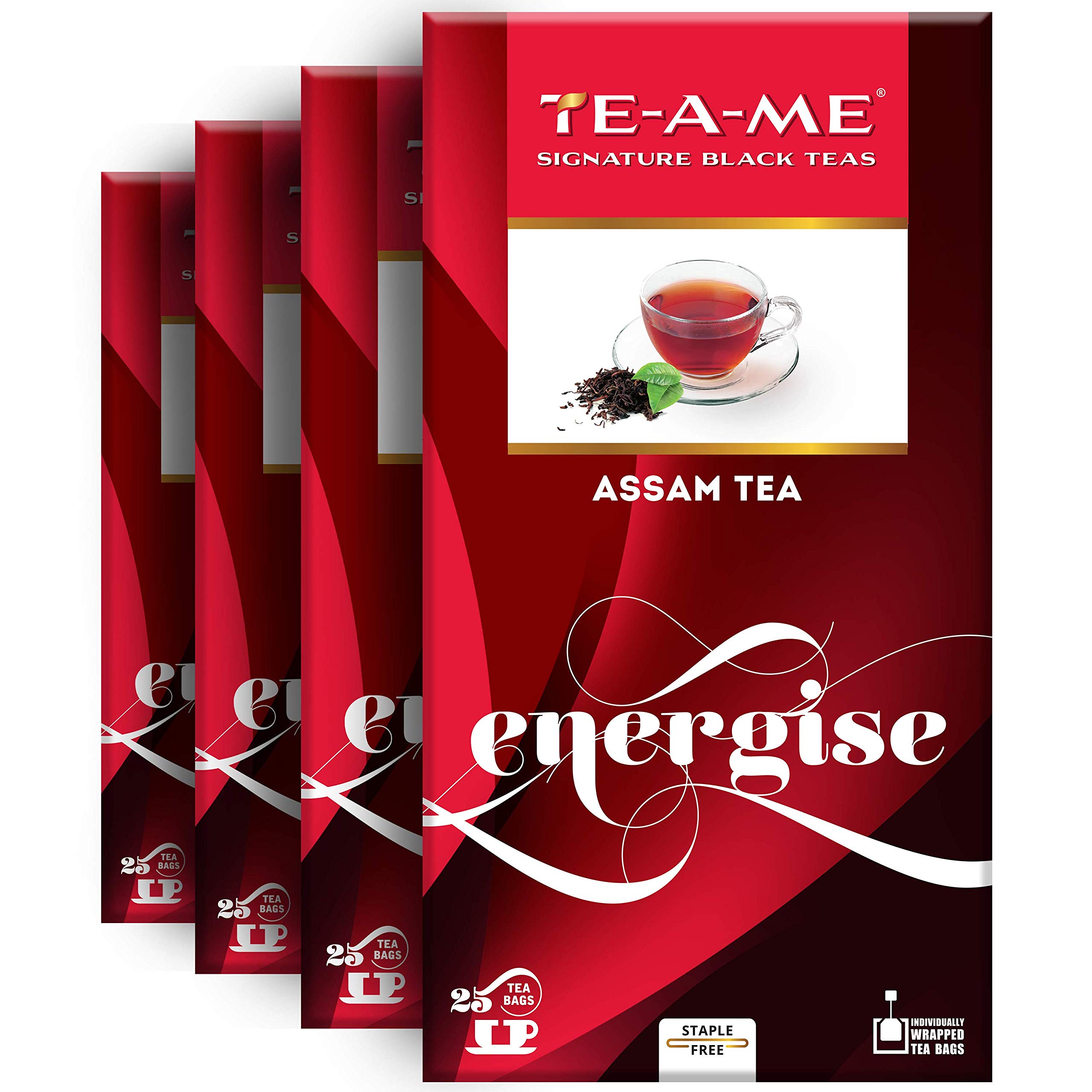 TE-A-ME Energise Assam Tea, 25 Bags (Pack of 4) | Assam Tea Bags ...