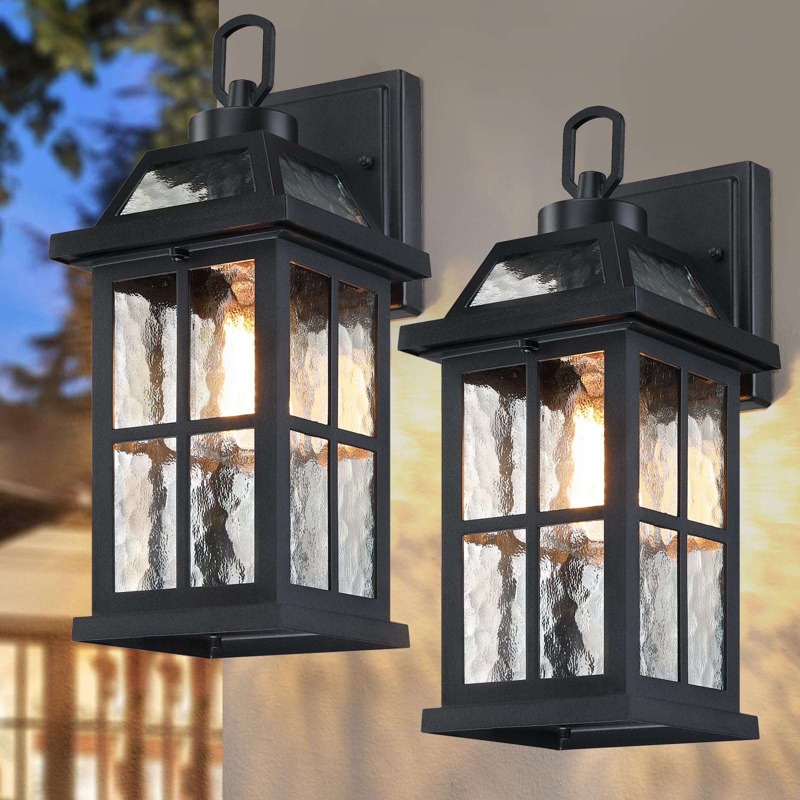 14 '' Outdoor Lights for House 2 Packs, Black Exterior Light Fixtures ...