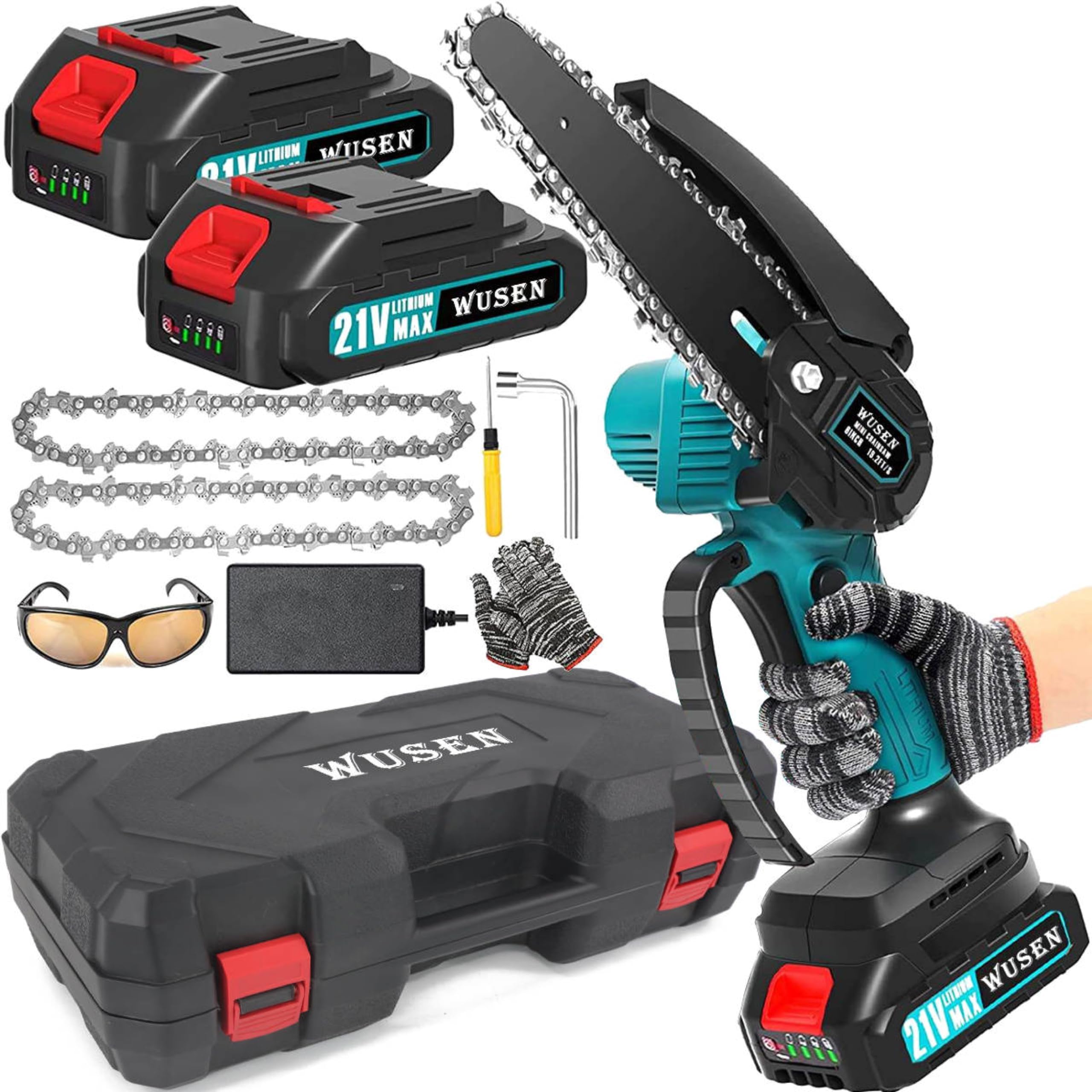 Amazon.com: 6-Inch Mini Chainsaw with Two Batteries Handheld little ...