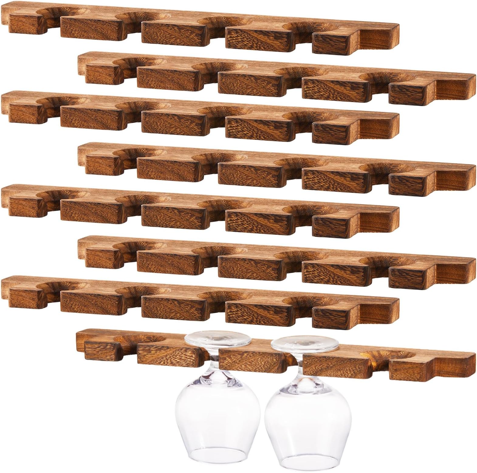 Amazon.com: Ripeng Wall Mounted Wood Stemware Rack Champagne Holder ...