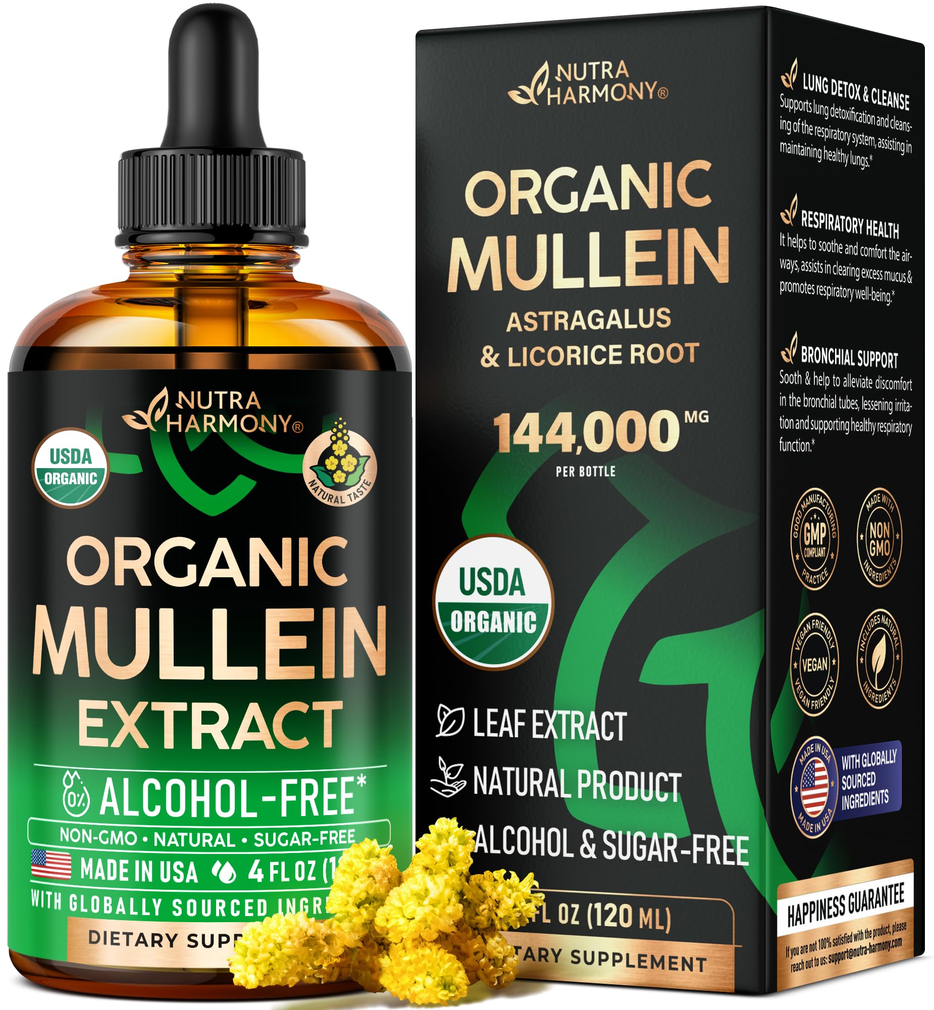 USDA Organic Mullein Drops for Lungs - Mullein Leaf Extract Supplement ...
