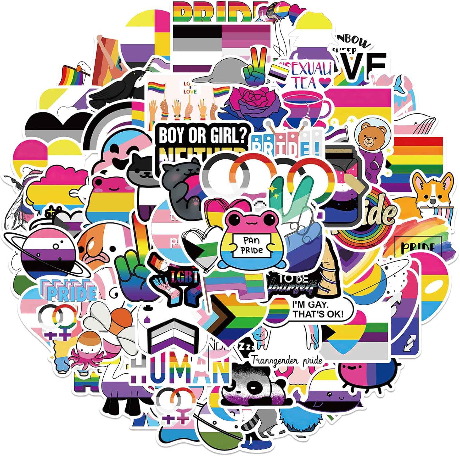 Amazon.com: 100PCS LGBT Stickers - Bright Technicolor Water Bottle ...
