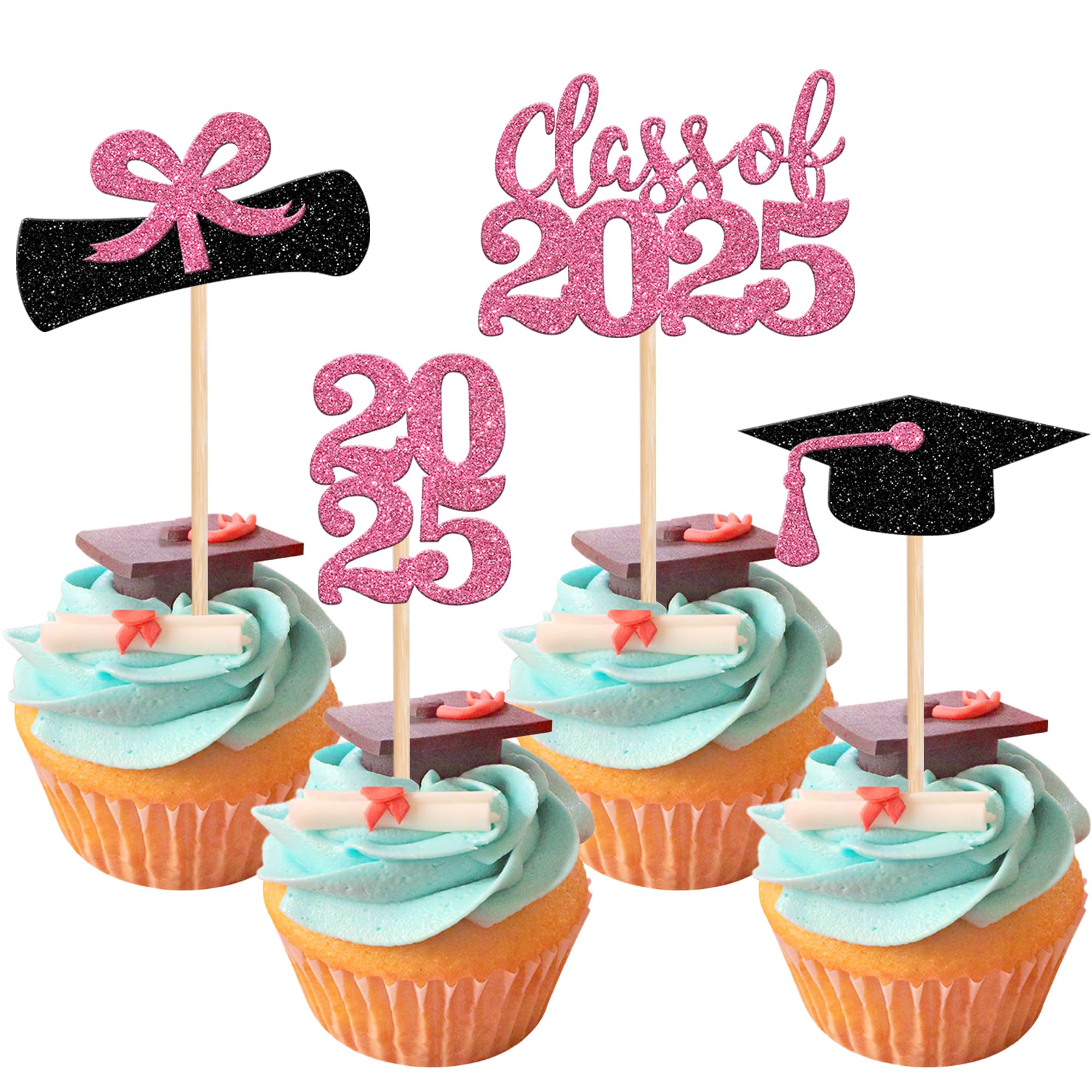 Snapklik.com : 36 PCS 2025 Graduation Theme Cupcake Toppers Glitter ...