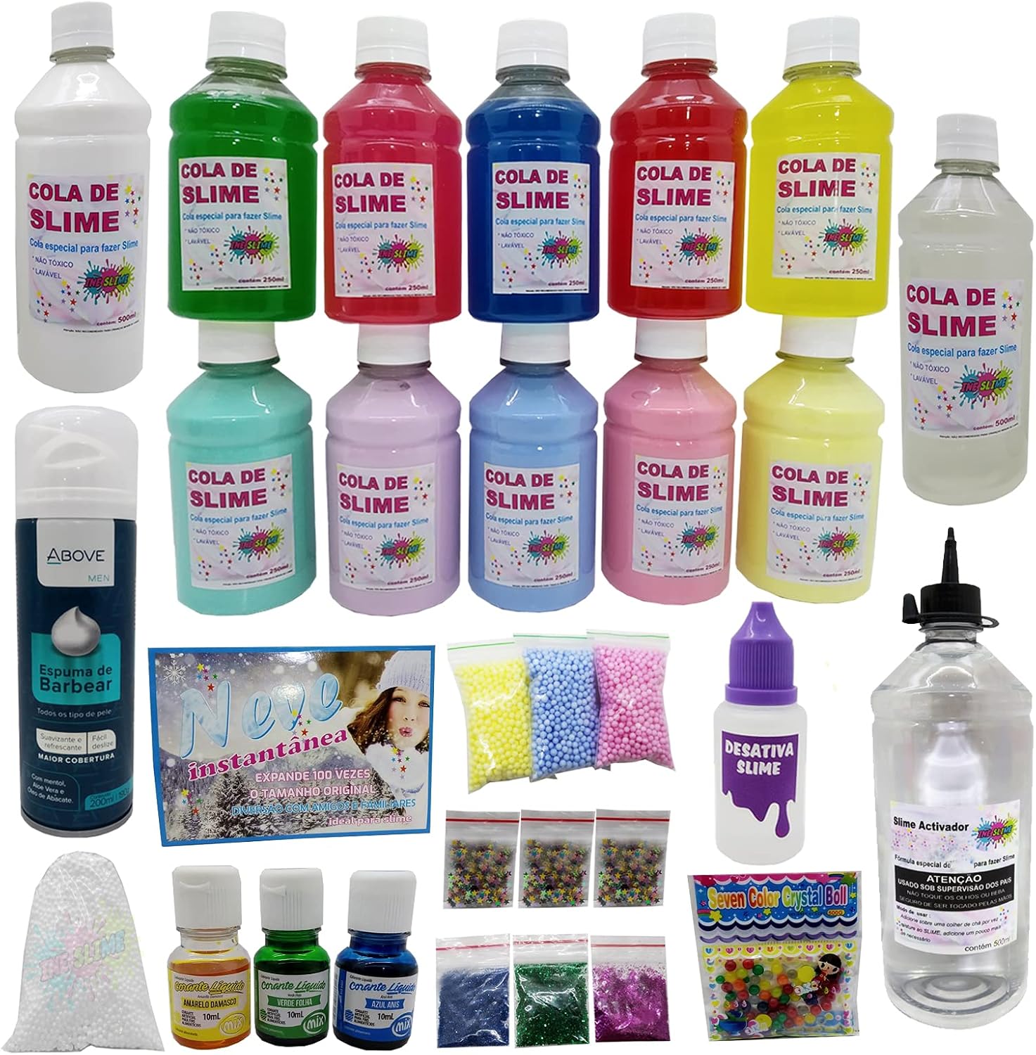 Kit Completo Para Fazer Slime Colas Clear Coloridas | Amazon.com.br