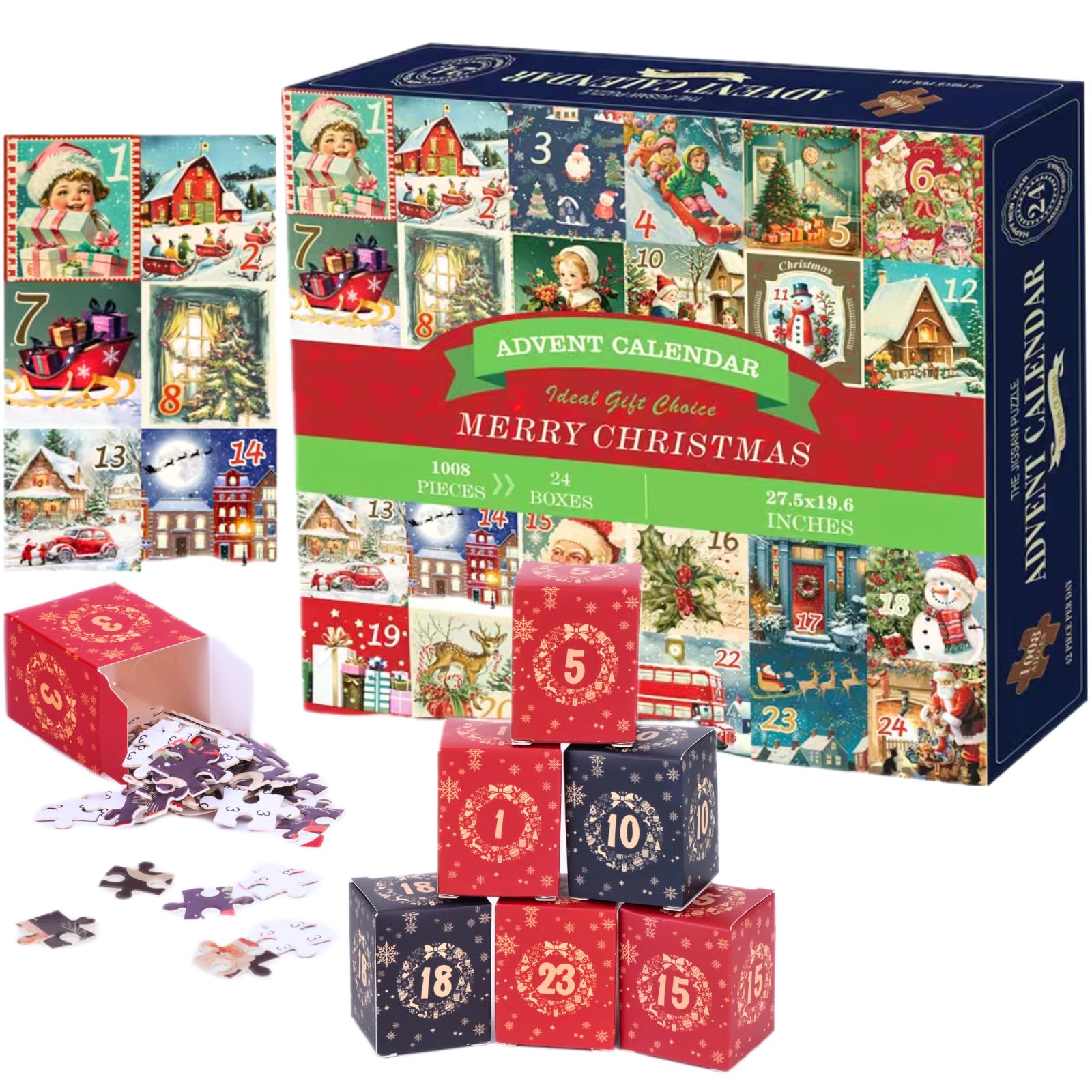 Amazon.com: Advent Calendar 2024 Christmas Jigsaw Puzzles - 1008 Pieces ...