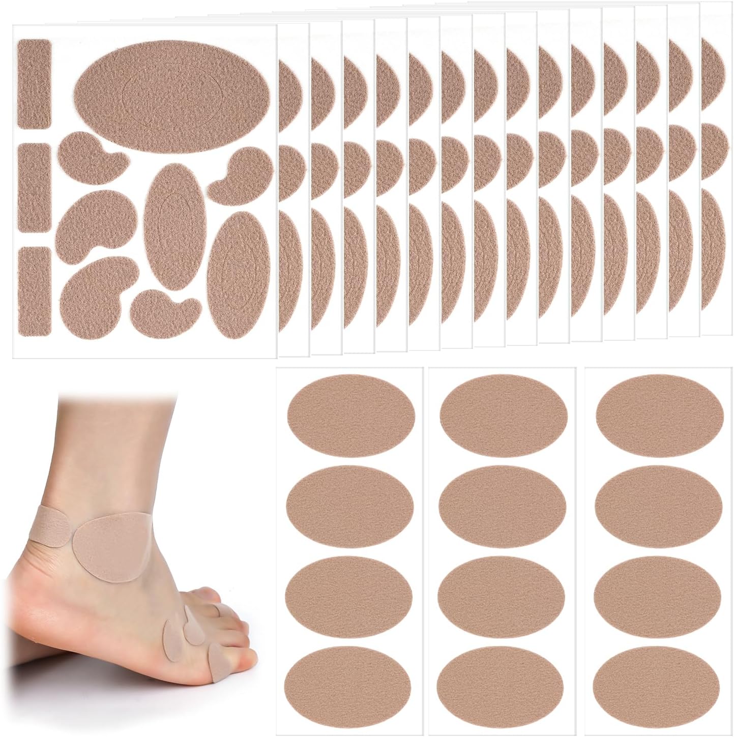 Amazon.com: 18 Sheets Moleskin Adhesive Pads, Multi-Shaped & Oval ...