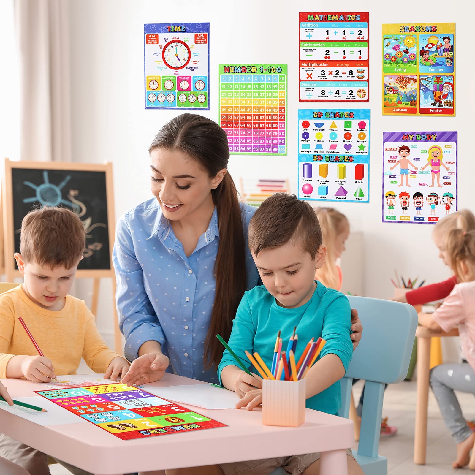 Educational Posters - 16 Pack for Toddler and Kid, Pre-K, Kindergarten ...